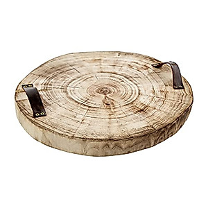 Mud Pie Round Wood Serving Platter, Brown, 20" Dia