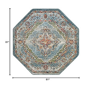 Unique Loom Isabella Collection Area Rug - Rossellini (5' 1" Octagon, Blue/ Beige)