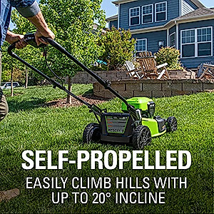Greenworks 2 x 24V (48V) 21" Brushless Cordless Self-Propelled Lawn Mower, (2) 5.0Ah USB Batteries (USB Hub) and Dual Port Rapid Charger Included