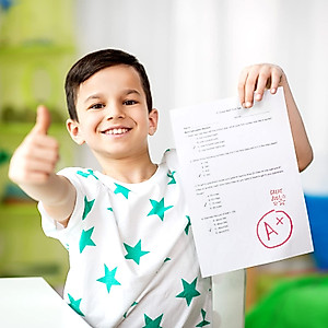 9 Piece Set of Wooden Rubber Teacher Stamps - Classroom Supplies for Grading Homework (Assorted Sizes)