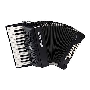 Hohner Bravo II 48 Chromatic Piano Key Accordion - Jet Black