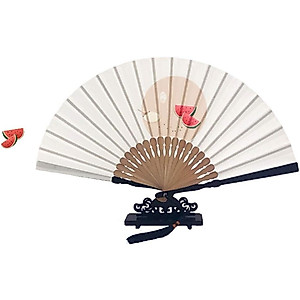 Hand Fan Folding Fan,Hand-held Fan,Folding Fan Female Classical Bamboo Bone Folding Fan Ancient Wind Tassel Small Fan Women Fans Hand Paper Folding Props Vintage style