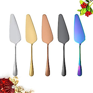 DOITOOL Colorful Pie Cake Server Knife, Wedding Cake Serving Set, Stainless Steel Cake Pie Pastry Servers, Simple Serrated Cake Shovel, Mirror finish& Onside with Fine Serrated