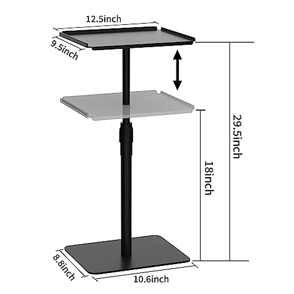GAGUIUP Adjustable Side/End Table - Metal Coffee Table Small Sofa Side Table Indoor Nightstand Furniture for Living Room, Dorm, Home Office, and Bedroom - Black