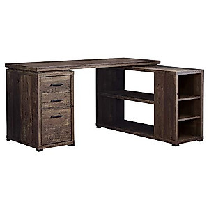 Monarch Specialties Computer Desk L-Shaped Corner Desk with Storage - Left or Right Facing - 60" L (Brown Reclaimed Wood Look) & I 7400 Filing Cabinet, 18.25" L x 17.75" W x 25.25" H, Brown