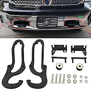 GaeaAuto Front Tow Hooks and Bezel Bracket with Hardware Replacement fit for 2009-2019 Dodge Ram 1500 #82210967 68196982AA