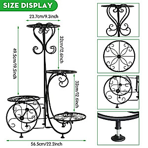 steauty Metal Plant Stand Indoor Outdoor - 4 Tier Multiple Plant Shelf Wrought Iron Planter Rack Garden, Flower Pot Holder Display Vertical Shelves Shelf, for Garden Patio Lawn Balcony Window