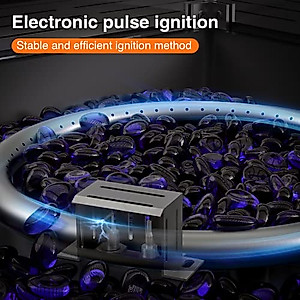 Cecarol 32 in Outdoor Propane Gas Fire Pit Table Electronic Pulse Ignition with Glass Wind Guard, Glass Rock, Waterproof Cover, 50,000 BTU CSA Certification for Outside Garden Patio Party (Black)