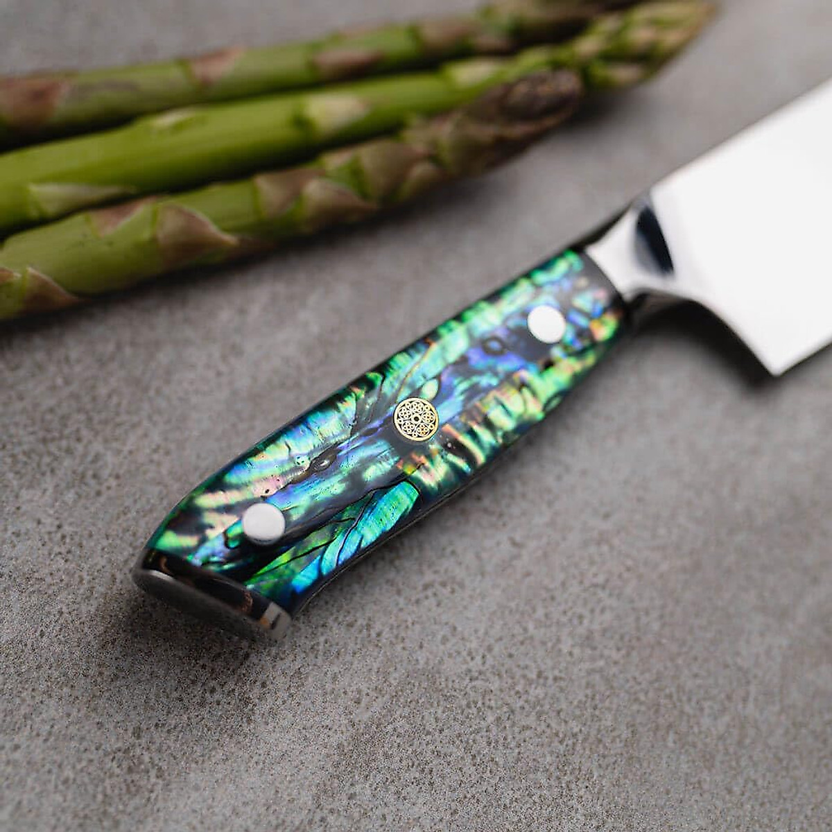 Seido Knives Awabi Gyuto Chef Knife 67 layers of Damascus Steel with a VG-10 Super Steel Core with Abalone Shell Resin Handle