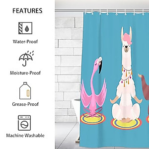 Aglebo Sloth Llama Flamingo Shower Curtain Fabric Shower Curtain Set with 12 Hooks Water-Proof 72 * 72 Inches for Bathroom Beach Caravan Hotel