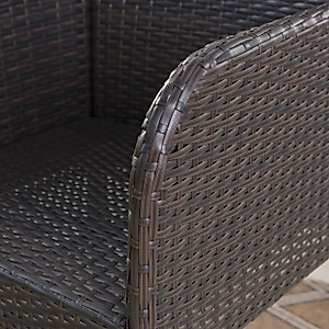 Christopher Knight Home Callum Outdoor Wicker 32.5" Round Bar Table Set, 5-Pcs Set, Multibrown