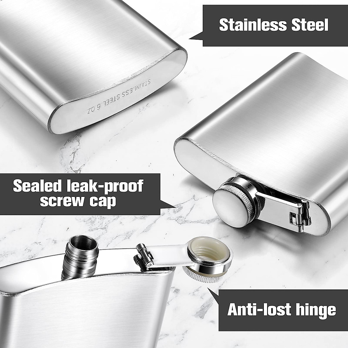 20 Pcs Hip Flask Stainless Steel Liquor Flask with 20 Pcs Funnels Silver Hip Flask for Men Leak Proof Drinking Flask Metal Liquor Hip Flask for Wedding Party Gift