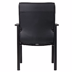 Boss Office Products Mid Back LeatherPlus Guest Chair in Black, 250 lbs