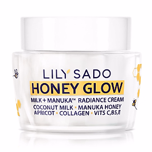 LILY SADO Honey Glow Collagen Radiance Cream Face Moisturizer - Natural Daily Facial Lotion w Manuka Honey, Apricot & Sodium Hyaluronate - Amazing Anti Aging Formula. 2 oz