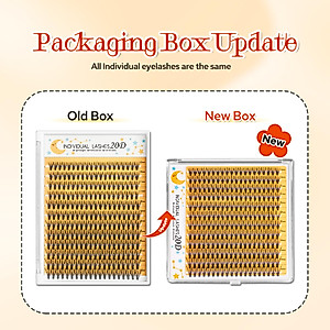 FinyDreamy 240pcs Individual Lash Extensions, 20D Lash Clusters Volume Mix Pack, 10-14mm Mix Lengths C Curl 0.07mm Thickness Professional Individual Eyelash Clusters and Apply Under your Lashes