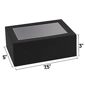 Hammont Gift Boxes - 8 Pack - Rectangular Shaped Bakery Boxes With Clear Window (Black, 7.5 * 5 * 3)
