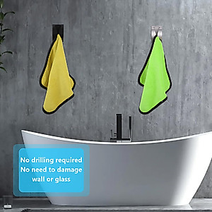 2 Pack Self Adhesive Kitchen Towel Holder Stainless Steel Dish Towel Holder Grabber Wall Mount Towel Hanger, Non Drilling Rack Hand Towel Hook Tea Towel Hook for Kitchen and Bathroom