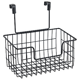 2Pack Over The Cabinet Door Organizer,Hanging Storage Wire Basket Suitable for Kitchen,Cabinet,Bathroom,Pantry,Black