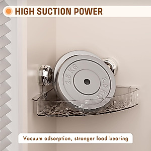 MEIGESI Acrylic Clear Corner Shower Caddy, No-Drill Multifunctional Triangle Storage, Wall Mounted Suction Cup Shelf, Removable Storage Rack for Bathroom/Kitchen/Bedroom, Silver, 1 Pack