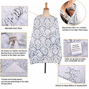 Breastfeeding Nursing Cover, Trcoveric Lightweight Breathable Cotton Privacy Feeding Cover, Nursing Apron for Breastfeeding - Full Coverage, Adjustable Strap, Stylish and Elegant