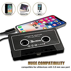 Reshow Cassette to Aux Adapter with Stereo Audio, Premium Car Audio Cassette Adapter with 3.5mm Headphone Jack