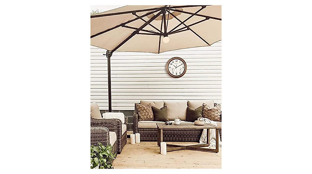 SkyNature 18" Waterproof Outdoor Clock - Rustic Design