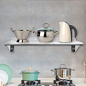 Chingoo Stainless Steel Shelf 12" x 36" - 2 Pack 300 lb Wall Mounted Commercial Stainless Steel Shelves Metal Shelving for Restaurant, Bar, Utility Room, Kitchen and Garage