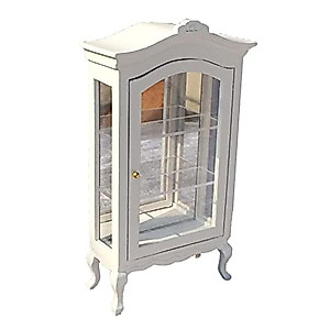 Miniature Furniture Display Shelf 1:12 Wooden Cabinet with Mirror & Three Shelves Bookshelf Dollhouse Display Stand Decoration Accessories Mini Diningroom Scene Ornaments