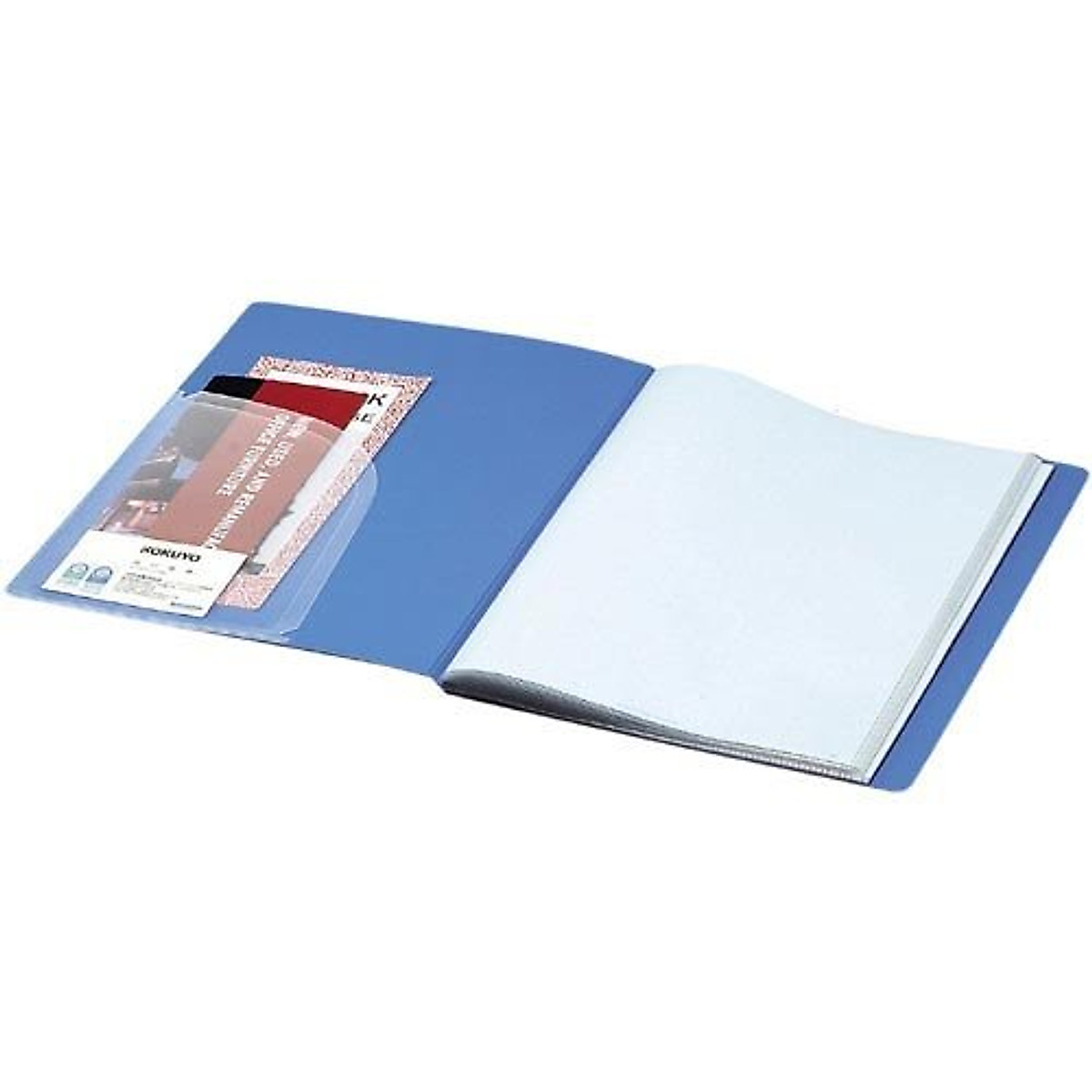 Kokuyo 20 Pockets Binder with Plastic Sleeves 8.5"x11" (Blue), Wave-Cut Expandable Art Portfolio Folder with Clear Sheet Protectors, 40 Pages of Presentation Display Book. ((RA-T560B)