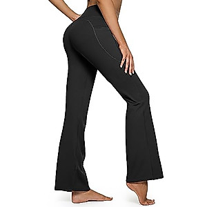 G4Free Fleece Lined Bootcut Yoga Pants with Pockets for Women Thermal Warm Flared Leggings Stretchy Soft Fleece(Black,M)