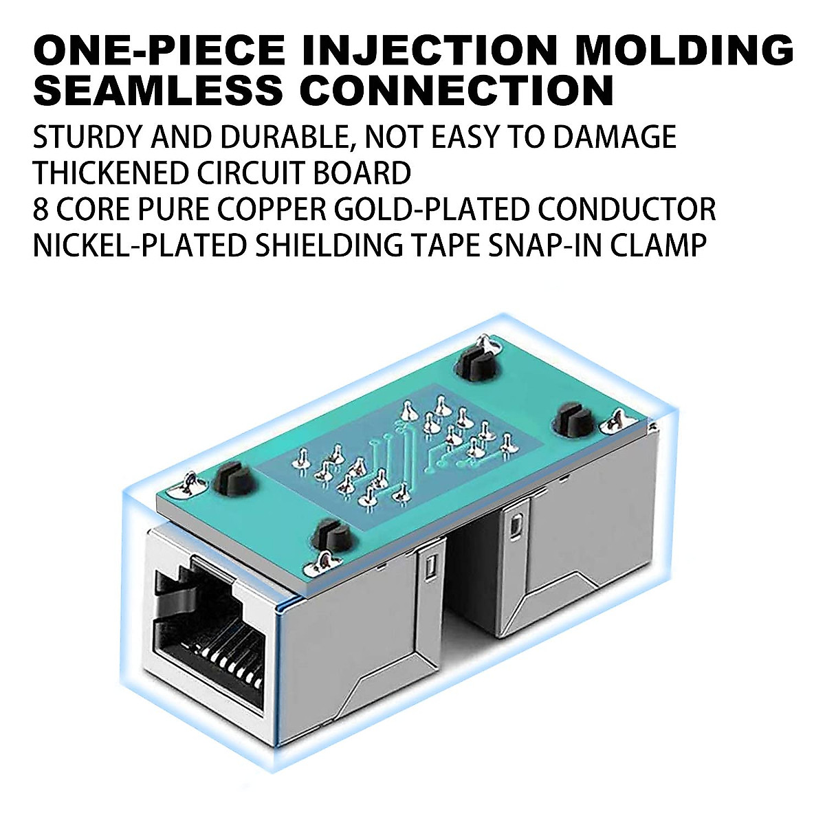 Dingsun RJ45 Coupler Female to Female Ethernet Coupler for Cat7/Cat6/Cat5/Cat5e Network Cable Extender Adapter RJ45 in Line Coupler(1pack, Black)