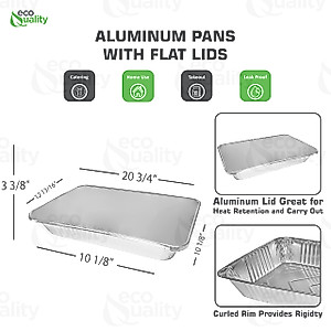 Heavy Duty Full Size Deep Aluminum Pans with Lids Foil Roasting & Steam Table Pan 21x13 inch - Deep Chafing Trays for Catering Disposable Large Pans for Baking, Reheating, Grilling (10 PACK)