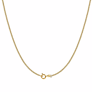 CONRAN KREMIX Thin Gold Chain Necklace For Women Men 1.0mm Width Box Chain Necklace Stainless Steel 18K Real Gold Plated Necklace 16 Inch