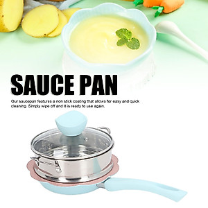 Nonstick Aluminum Alloy Sauce Pan Infant Baby Food Cooking Pot, Steaming Basket Visible Lid (Type 2)