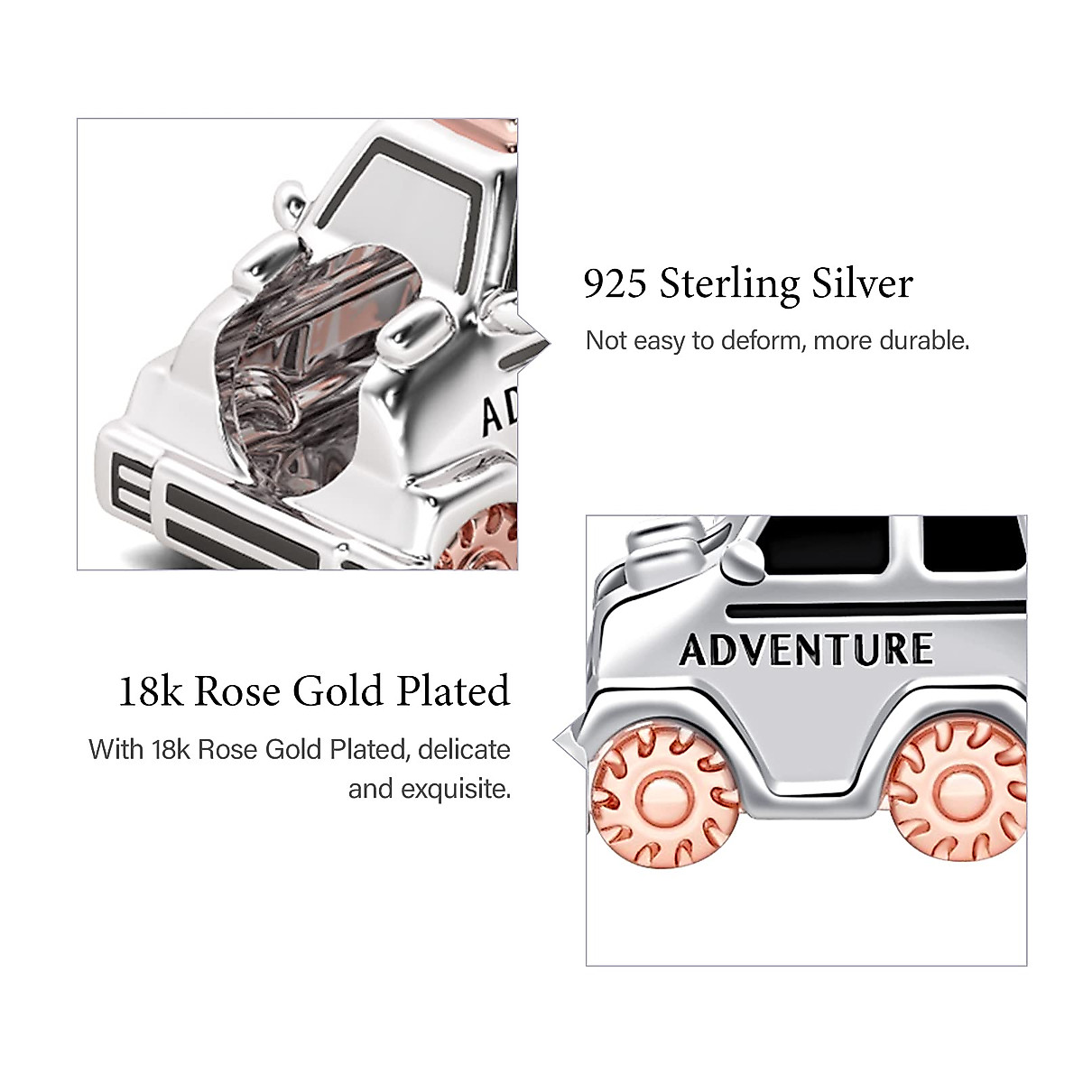 GNOCE SUV Car Charms for Bracelet 925 Sterling Silver Bead ADVENTURE Charms for Women Jewelry Gift