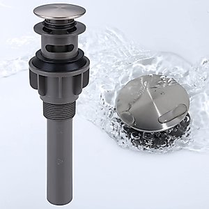 Bathroom Sink Stopper, Pop Up Drain Stopper for Bathroom Sink with Overflow, Built-in Anti-Clogging Strainer, Brushed Nickel