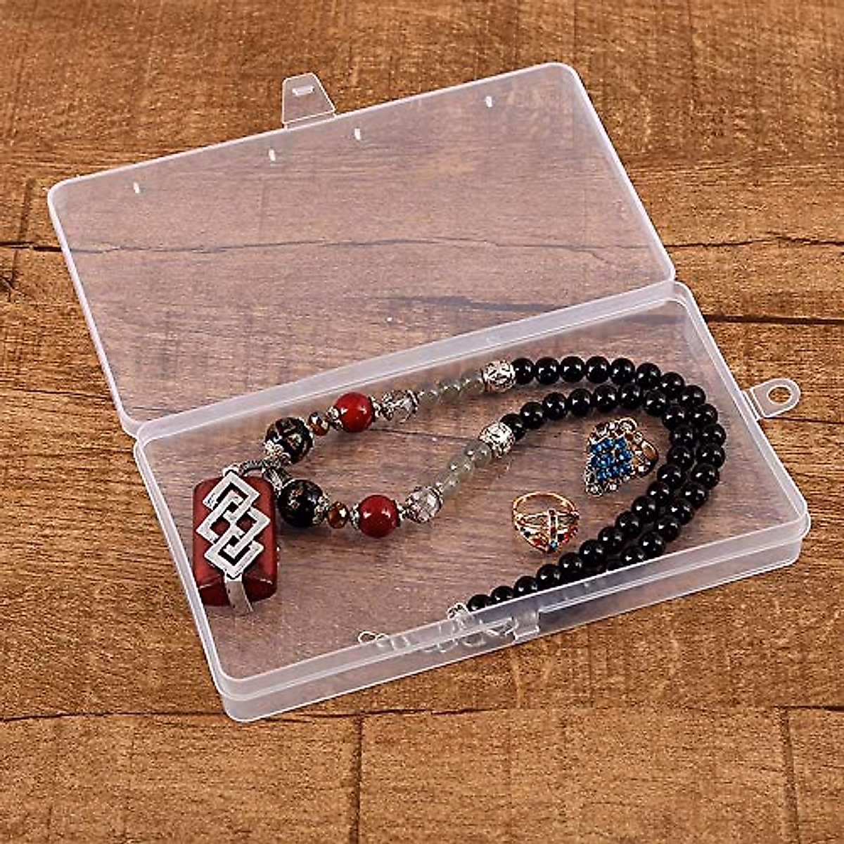 Clear Plastic Transparent Storage Containers Box with Hinged Lid for Beads Crafts, Jewelry, Hardware, Sewing Tool(2pcs)