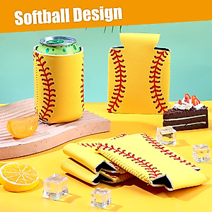 Raiten 26 Pcs Softball Beer Can Cooler Softball Party Favors Oktoberfest Softball Neoprene Drink Sleeve Collapsible Holder Insulator Holder Gift for Oktoberfest Coach Men Women(4.92 x 3.7 Inch)
