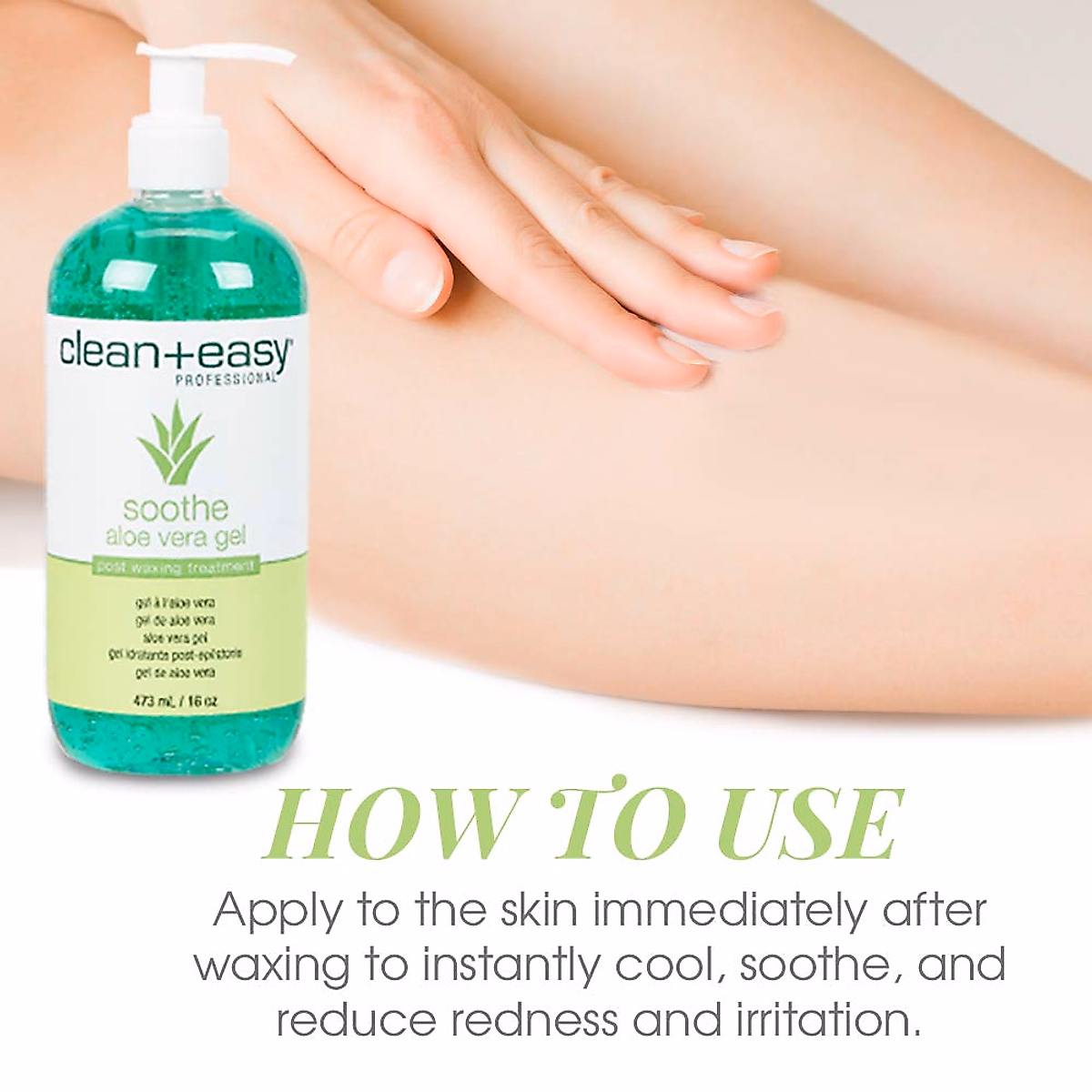 Clean + Easy Soothe Aloe Vera Gel Post Waxing Treatment, Calms and Soothes Irritated Skin After Waxing, Non-greasy and Gets Rid Of Excess Wax Residue, 16 oz