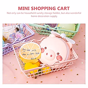 Toddmomy Mini Shopping Basket Metal Wire Storage Basket with Handles for Mini House Furniture Decoration Kids Party Favors