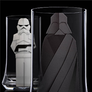 JoyJolt Star Wars Merchandise Beware The Darkside, Darth Vader™ Crystal Highball Glasses Set of 2 (18.5oz) Star Wars Glass Tumbler. Juice, Water Glasses, Mixed Drink Glasses, High Baller Glasses