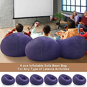 Realspring 6 Pcs Bean Bag Chairs for Adult Inflatable Chairs with Electric Air Pump,Blow up Chair Folding Portable Inflatable Couch Lazy Sofa for Camping Living Room Bedroom (Blue)