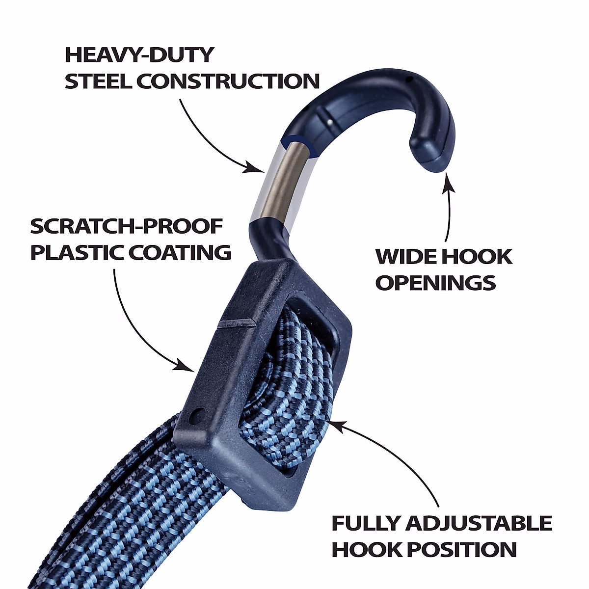 STAPLL Tack Strap – 4-Way Flat Bungee Cord with Rubber Pad Grip, Non-Slip Tie Down Straps for Motorcycle, ATV, Kayak, Cycling, Camping, Truck Storage, Adjustable Bungee Cords - 2 Pack (Orange)