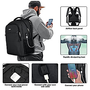 AMBOR Backpack for Men, TSA Laptop Backpack College School Backpack with USB Port fit 15.6 Inch Laptop, Work Backpack for Men Women Teacher Nurse Student Gifts, Black