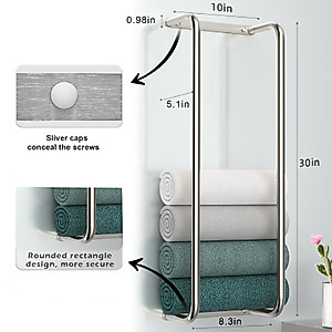 Rxvotocr Stainless Steel Wall-Mounted Bathroom Towel Rack and Organizer for Rolled Towels, Ideal for Modern Small Bathrooms with Limited Space, Sleek and Chic Sliver Design.