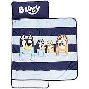 Bluey Sleepy Time Nap Mat – Built-in Pillow and Blanket - Super Soft Microfiber Kids'/Toddler/Children's Bedding, Ages 3-7 (Official Bluey Product)