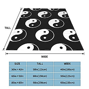 Yin and Yang Pattern Print Throw Blanket, 60"X50" Ultra-Soft Blanket for Your Couch Sofa and Living Space