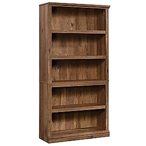 Sauder Misc Storage 5-Shelf Tall Wood Bookcase in Vintage Oak