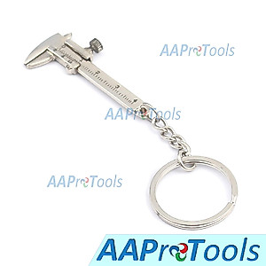 AAProTools Mini Key Chain Tool with Key Holders Tag Movable Vernier Caliper Ruler Sliding Key Holder Rings Keychain Tools and Gadgets Keychain Ideas for Men