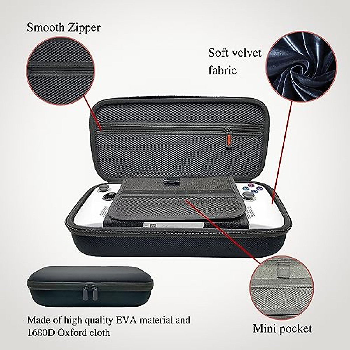 WOENJO ASUS Rog Ally Carry Case Hard Carrying Case for ASUS Rog Ally 2023 Handheld Rog Ally Travel Bag with Large Space for Charger Storage, Cable, SD Card, and Accessories ( Black )